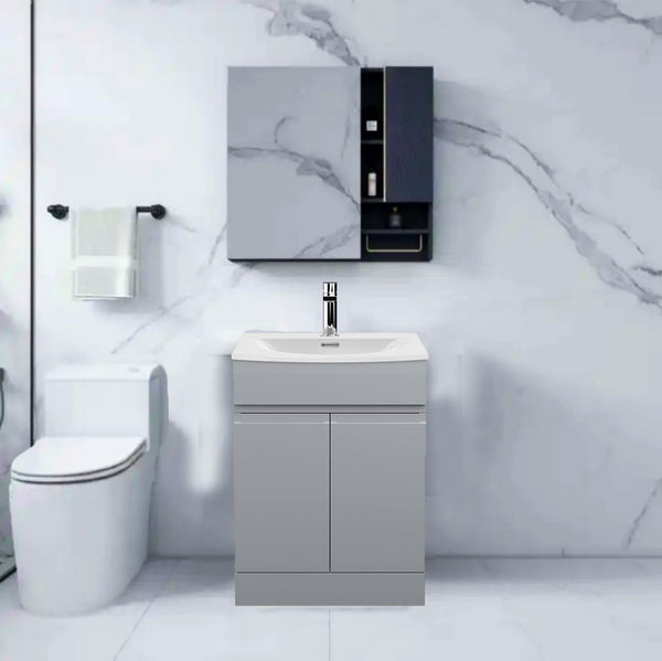 Bathroom Vanity Unit Sink Cabinet Grey Basin Storage Furniture Door To ...